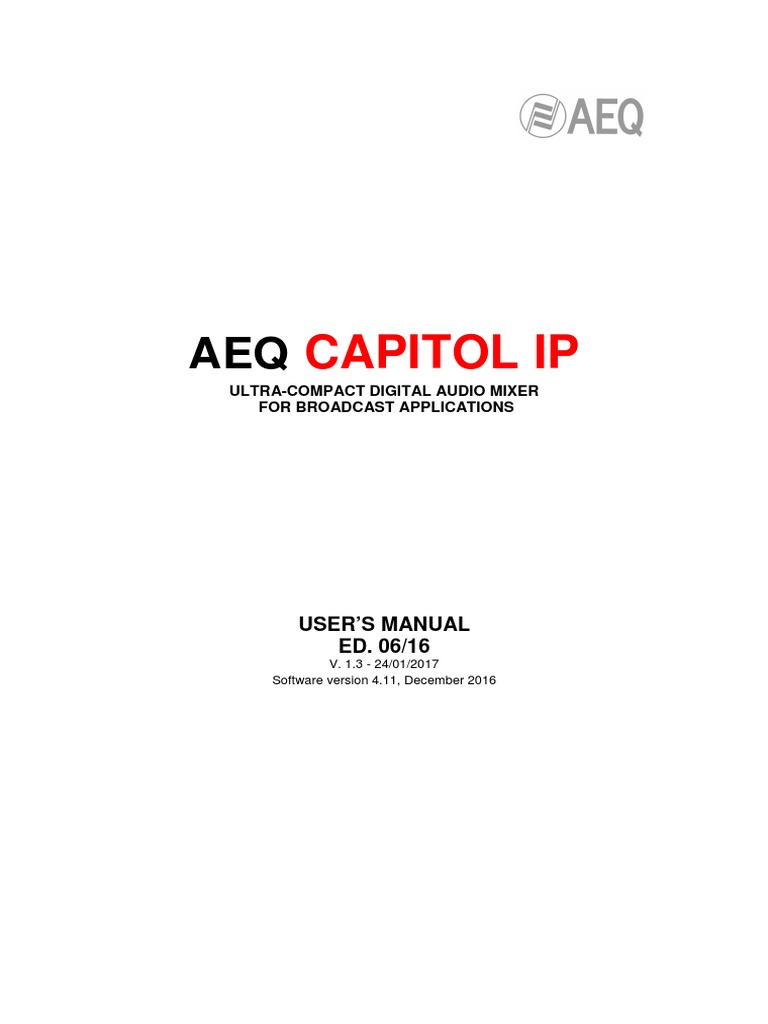 Aeq Capitol Ip Users Manual | PDF | Equalization (Audio) | Sound Production Technology