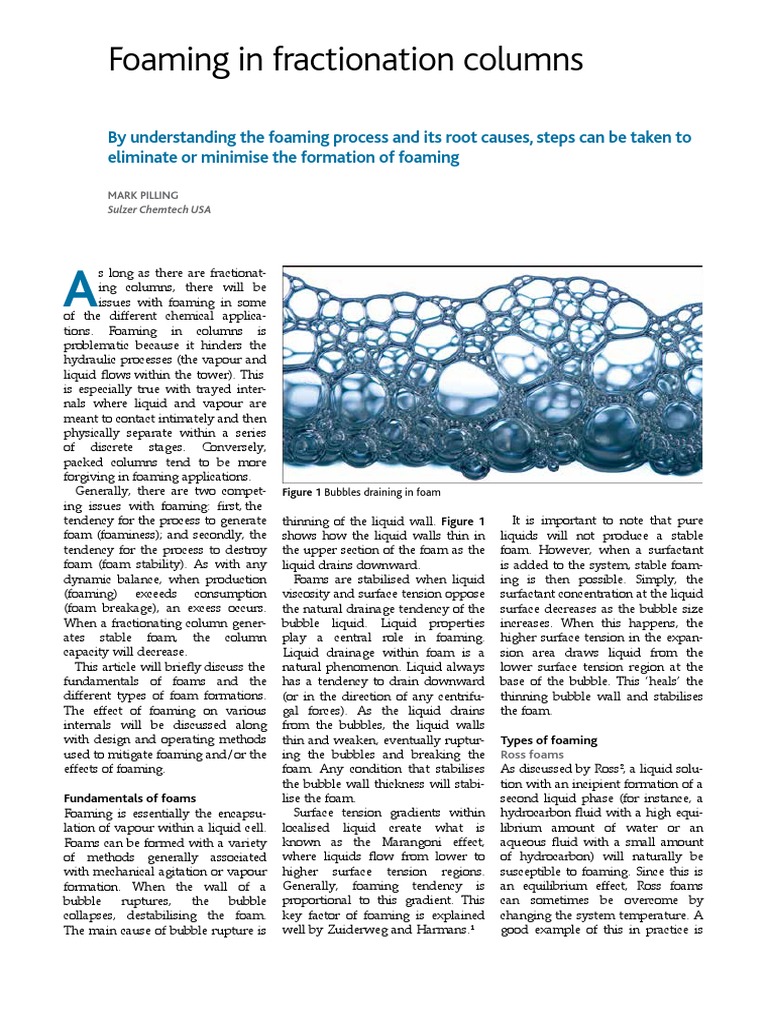 Understanding and Mitigating Foaming in Fractionation Columns | PDF ...