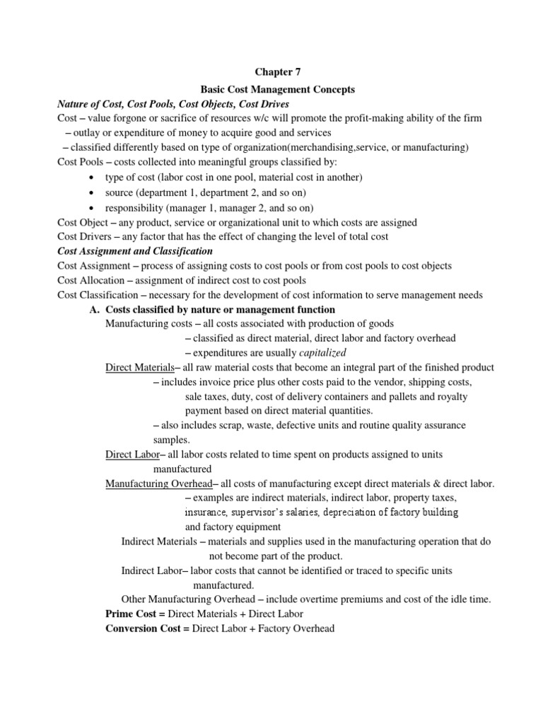 Basic Cost Management Concepts | PDF | Inventory | Cost