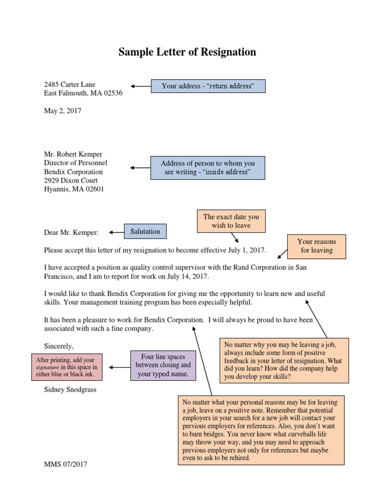 Sample Letter of Resignation | PDF