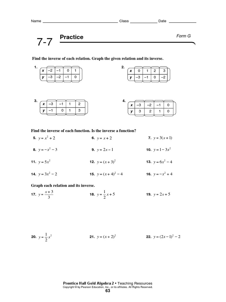 7.7 Pearson Practice and KEY | PDF | Sphere | Function (Mathematics)
