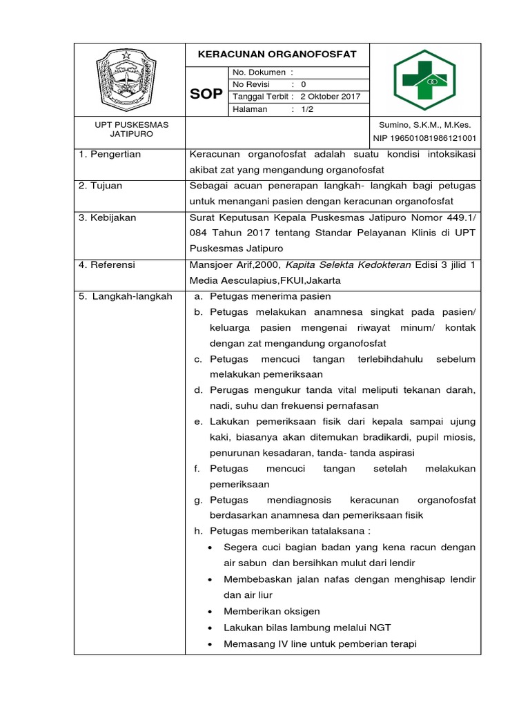 Sop Keracunan Organofosfat | PDF