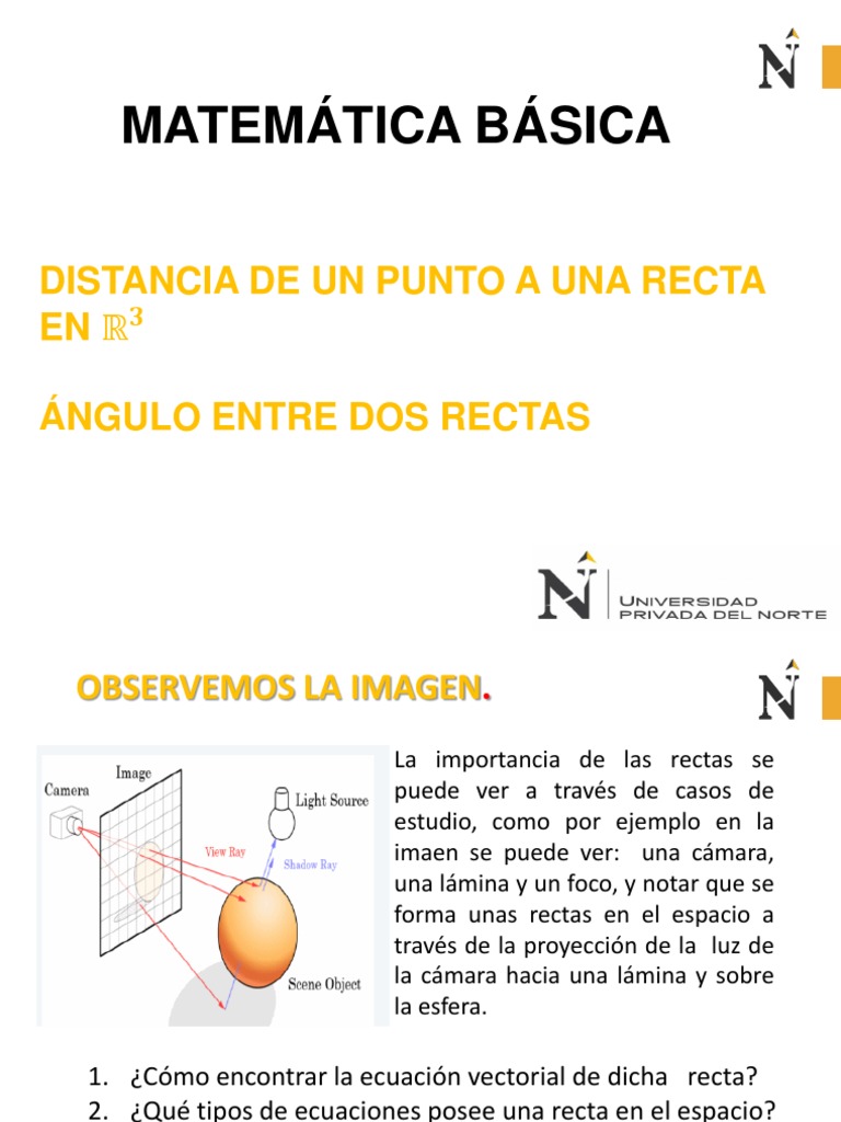 S8 - Distancia de Un Punto A Una Recta en R3. Angulo Entre Dos Rectas ...
