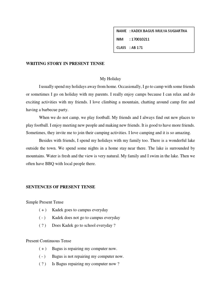 Simple Present Tense Holiday Essay | PDF