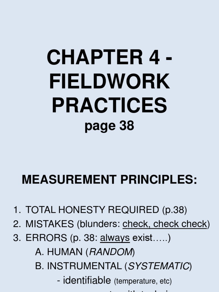 Chapter 4 - Fieldwork Practices | PDF | Accuracy And Precision ...