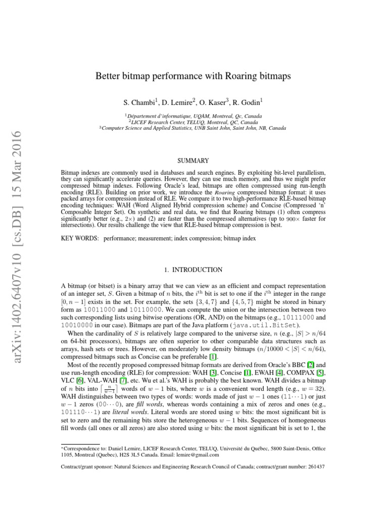 Better Bitmap Performance With Roaring Bitmaps Pdf Array Data Structure Central Processing