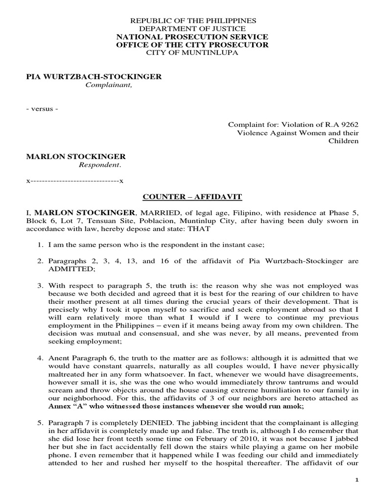 Counter Affidavit | PDF | Prosecution | Violence