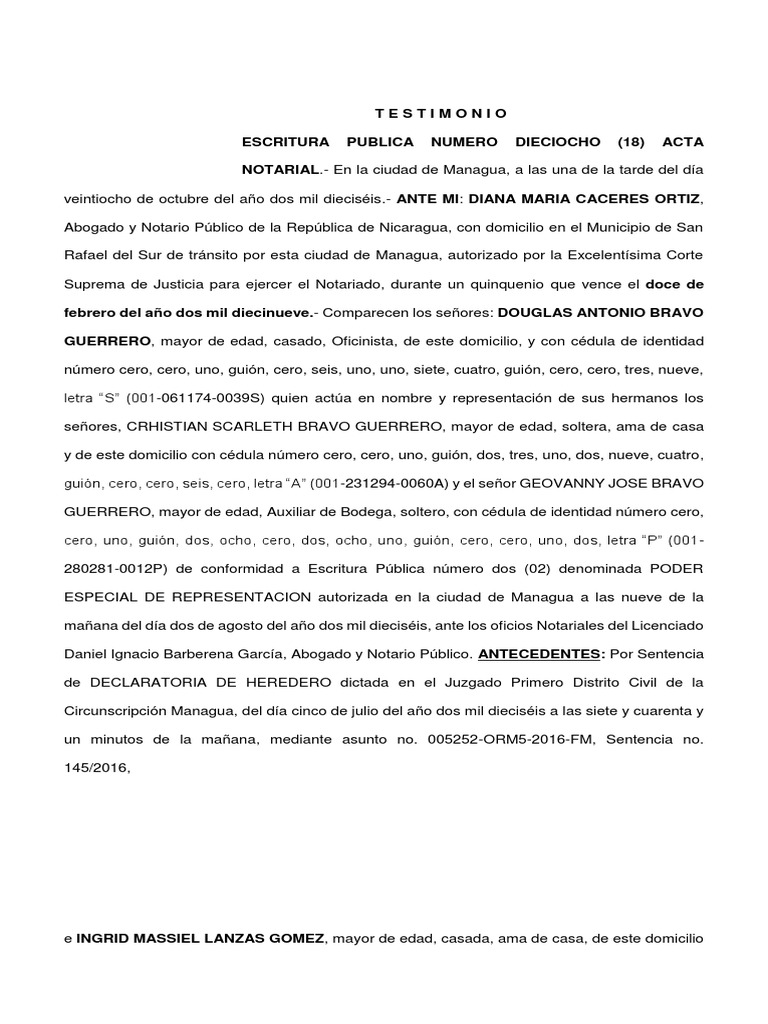 Modelo. Acta Notarial | PDF | Gobierno | Ley común