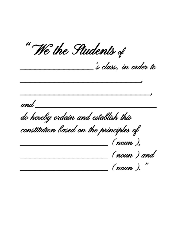 Grade 4 Classroom Preamble Template | PDF