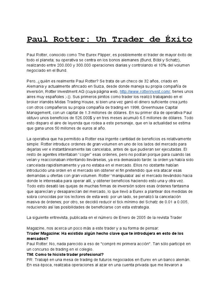 Paul Rotter - Un Trader de Éxito | PDF | Mercado (economía) | Euro