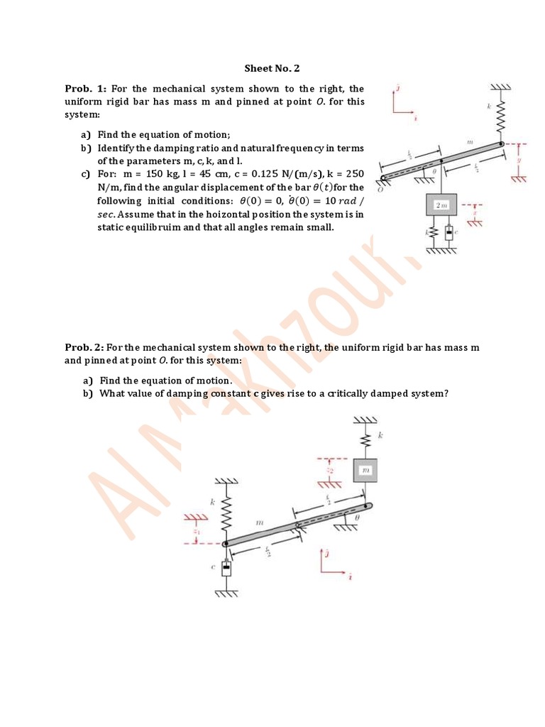 Sheet of Vibration Problems | PDF | Mechanical Engineering | Applied ...