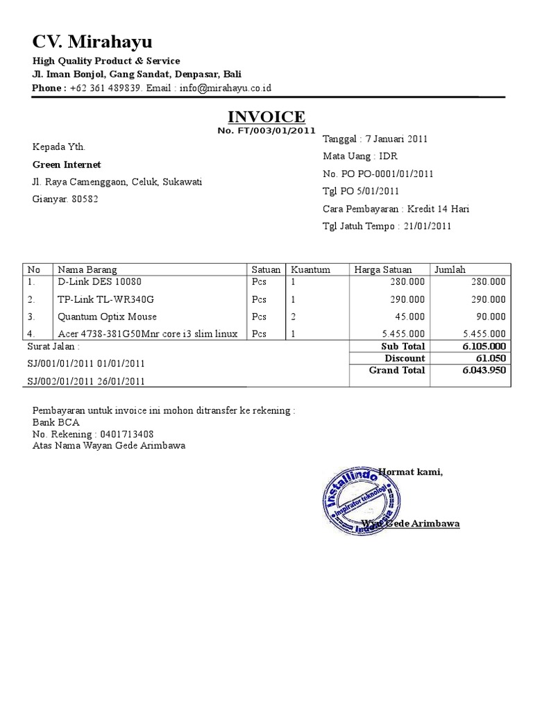 Contoh Invoice | PDF