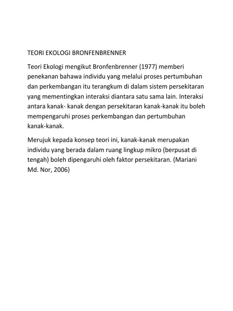 Teori Ekologi Bronfenbrenner | PDF