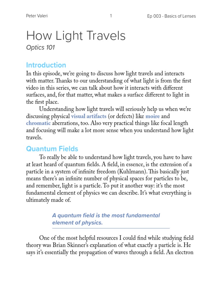 How Light Travels | PDF | Light | Field (Physics)