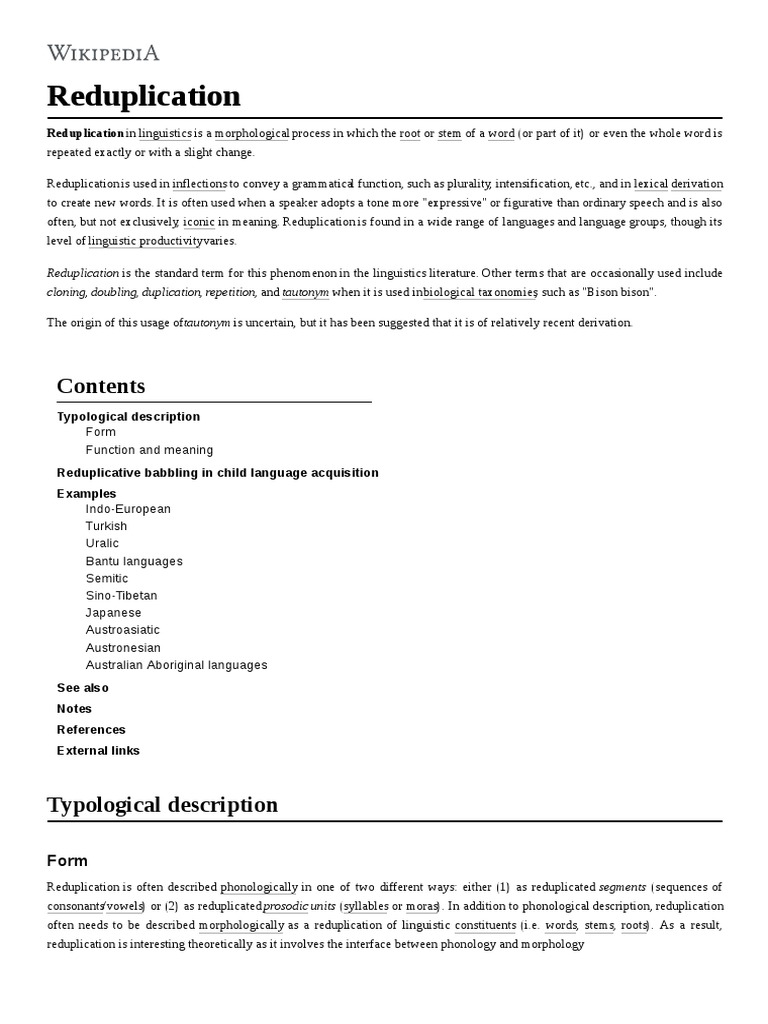 Reduplication | PDF | Linguistics | Semiotics