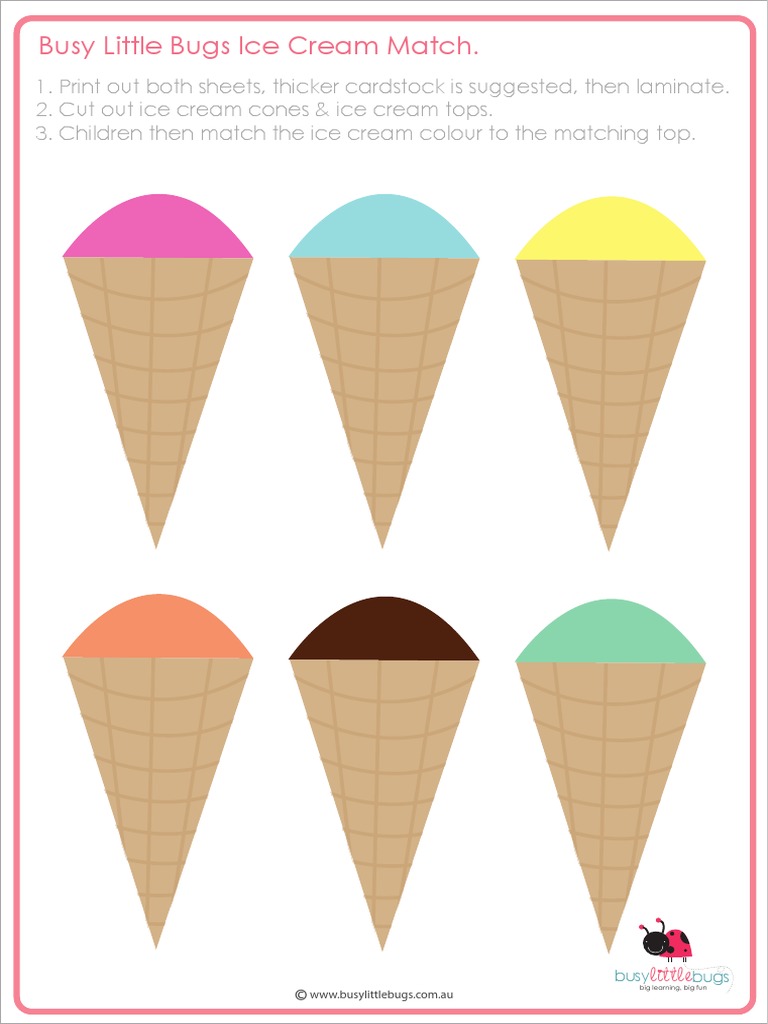 Free Ice Cream Match Busy Little Bugs PDF | PDF