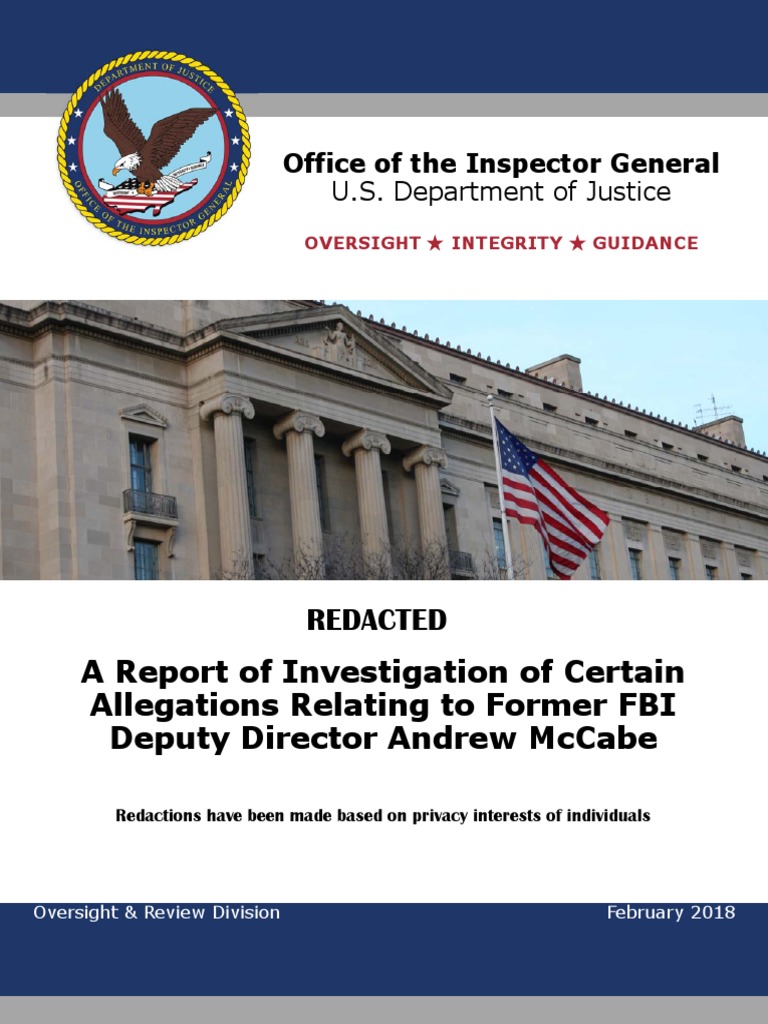 DOJ IG Releases Explosive Report That Led To Firing of ex-FBI Deputy ...