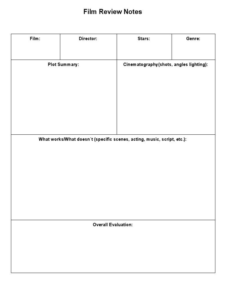 Film Review Notes 1 | PDF