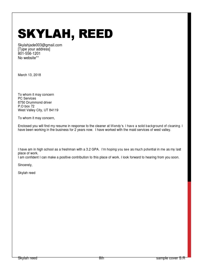 Resume Cover Letter SR | PDF | Career & Growth