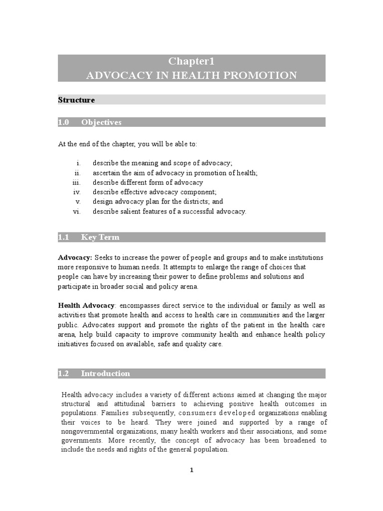 Advocacy in HP | PDF | Advocacy | Health Promotion