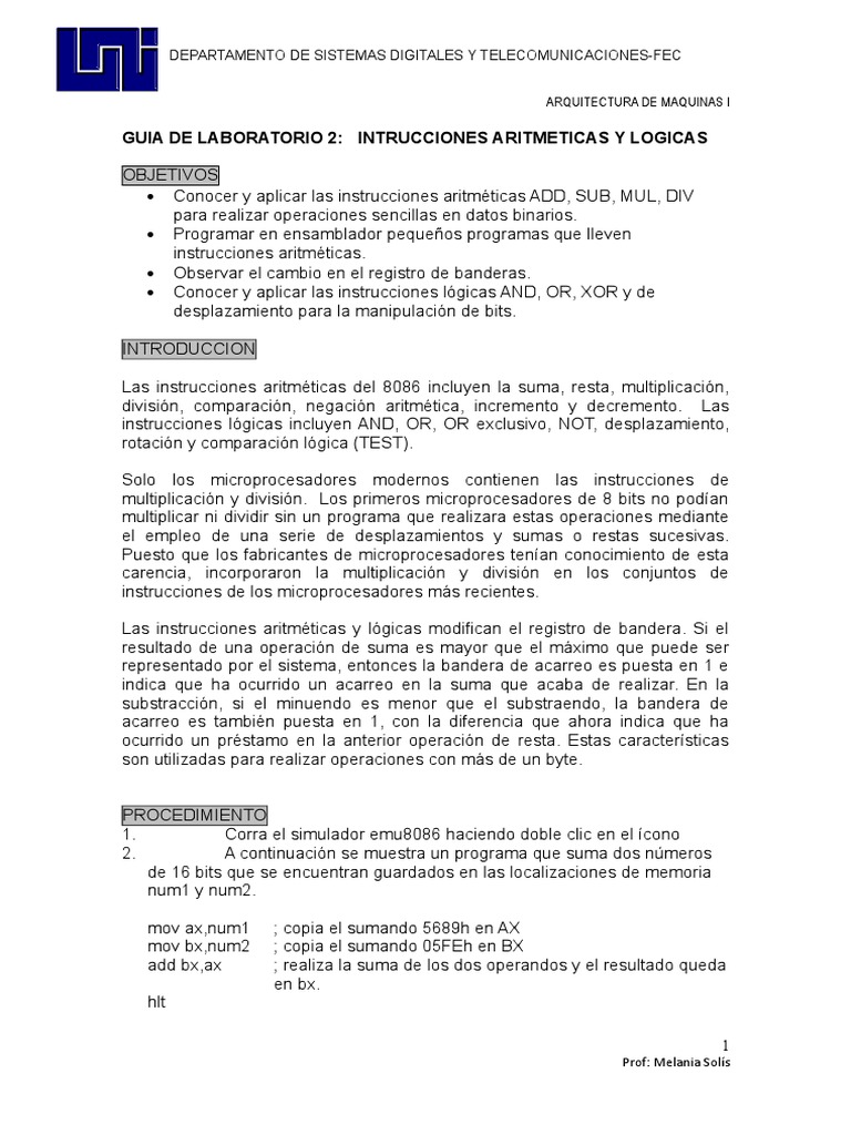 Guia de Laboratorio 2 | PDF | Poco | Sustracción