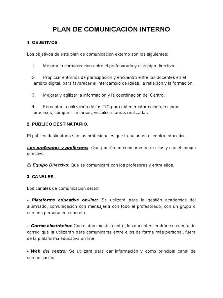 Plan de comunicación interno (1).pdf | Moodle | Tecnología de información y comunicaciones