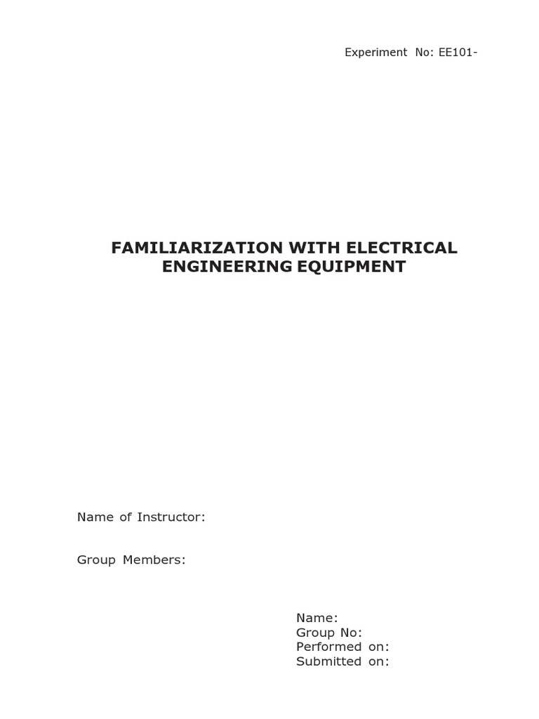 Familiarization With Electrical Engineering Equipment - Lab Sheet PDF ...
