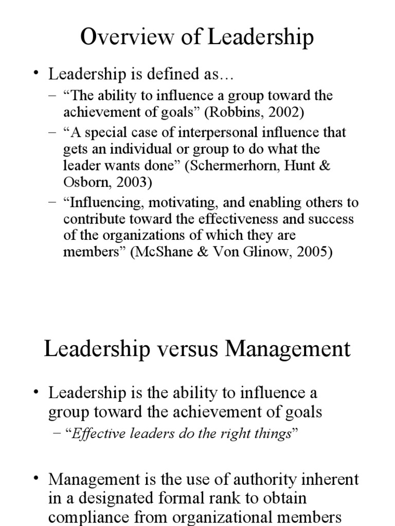 Overview of Leadership: - Leadership Is Defined As | PDF | Nature ...