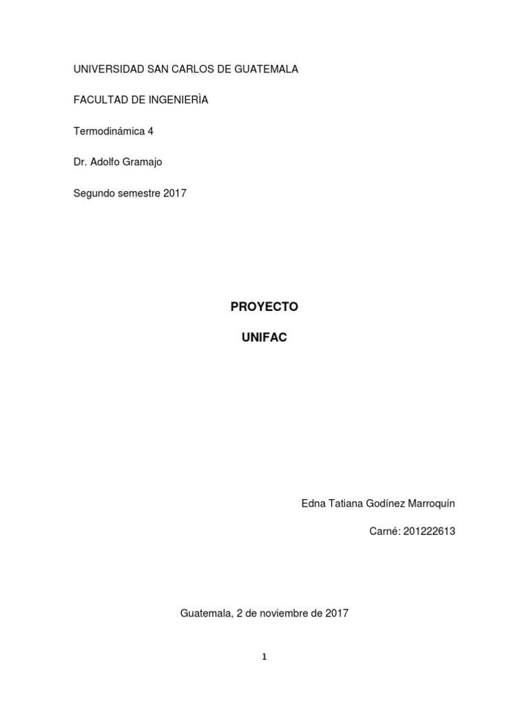 Proyecto Unifac | PDF | Logaritmo | Gases