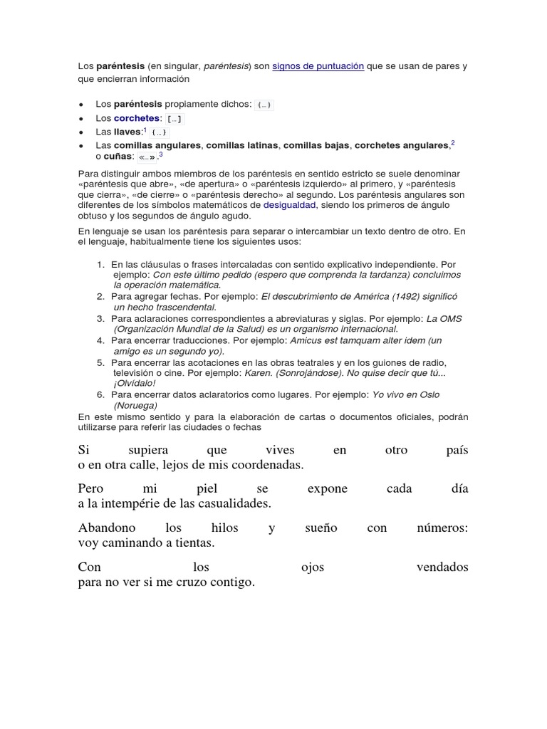 Usos de los Paréntesis en Escritura | PDF | Soporte | Comillas