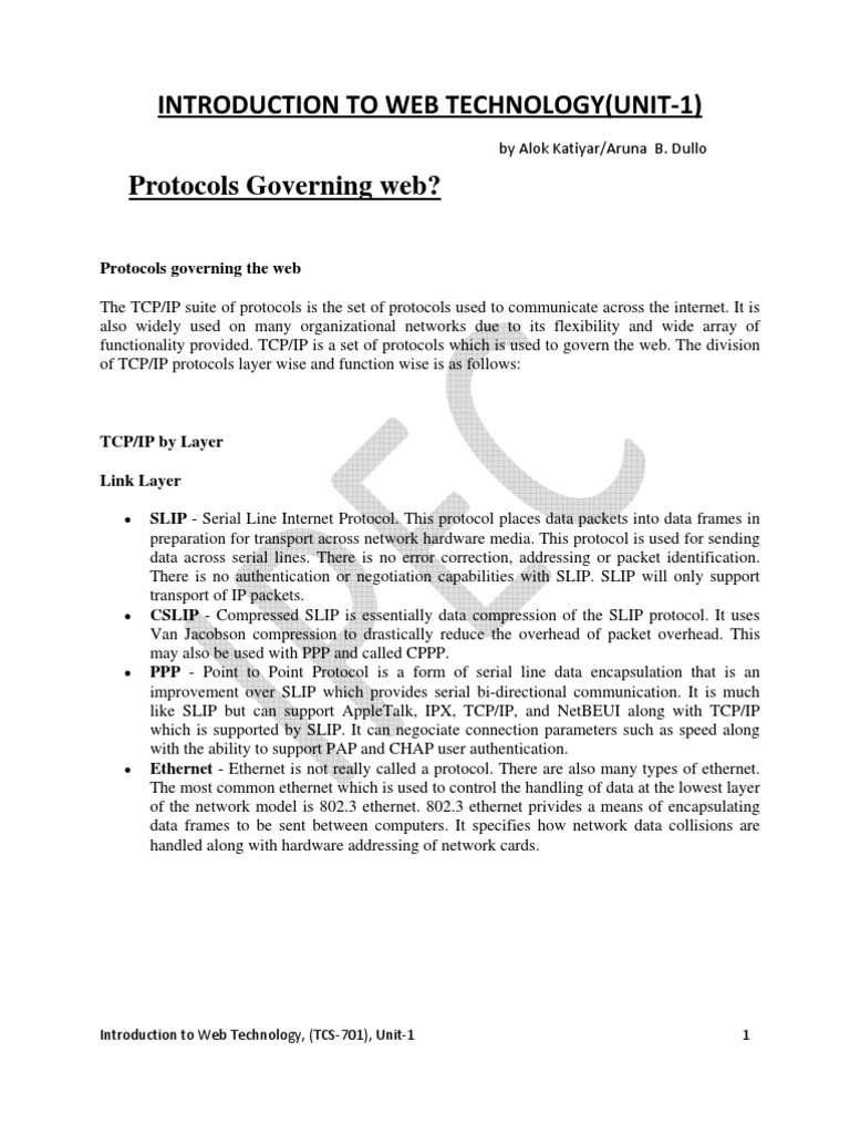 Protocols Governing Web | PDF | Internet Protocol Suite | Computer Network