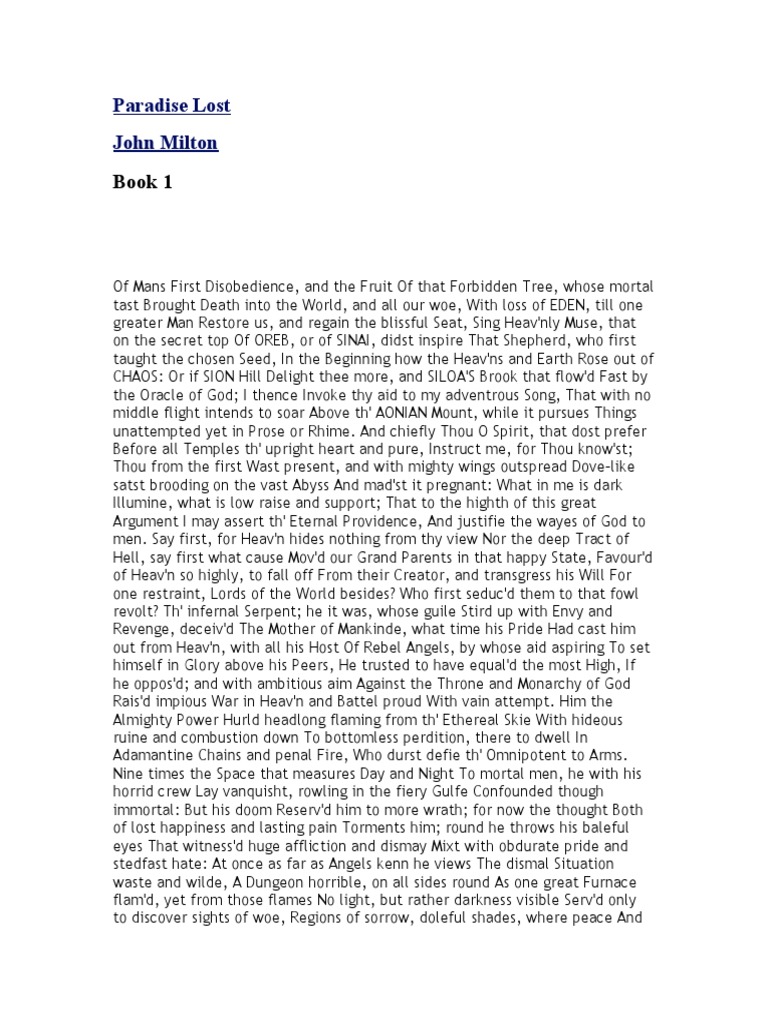 Paradise Lost Book 1 | PDF