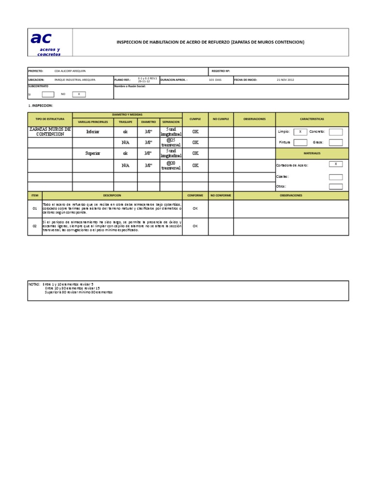 04 Protocolo Habilitado de Acero de Refuerzo Cimiento Corrido | PDF | Acero | Science