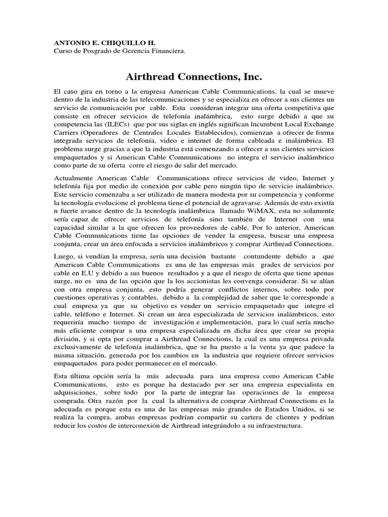 Airthread Connections Estudio de Caso | PDF | Inalámbrico | Internet