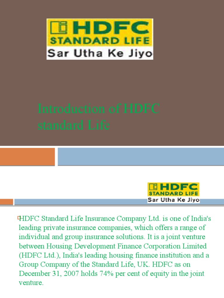 Introduction of HDFC Standard Life | PDF | Investing | Money