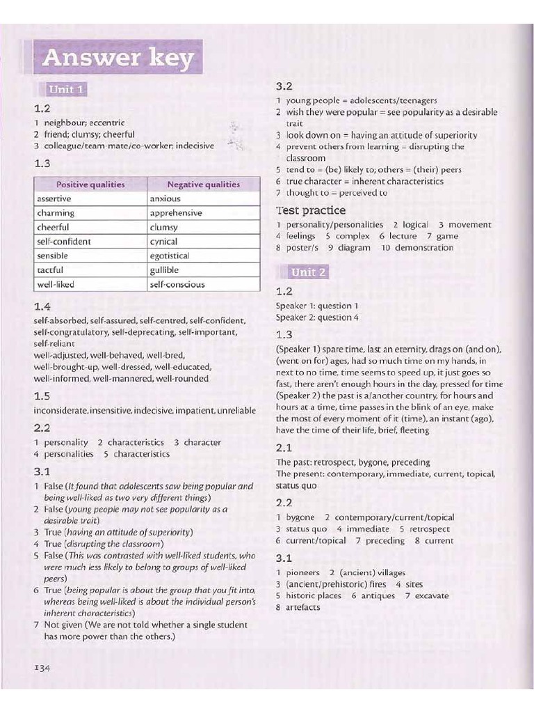 Cambridge Vocabulary For IELTS - Advanced Book - Answer Key | PDF
