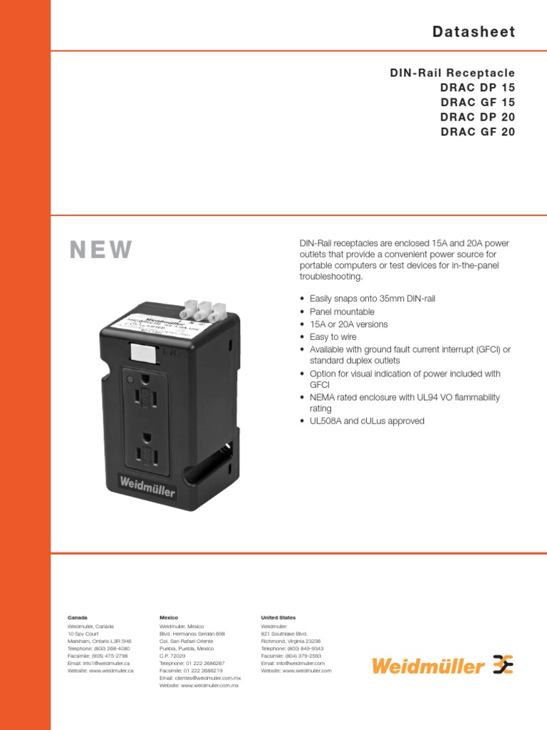 DRAC DIn Rail Receptacle Final | PDF | Electrical Engineering | Electricity