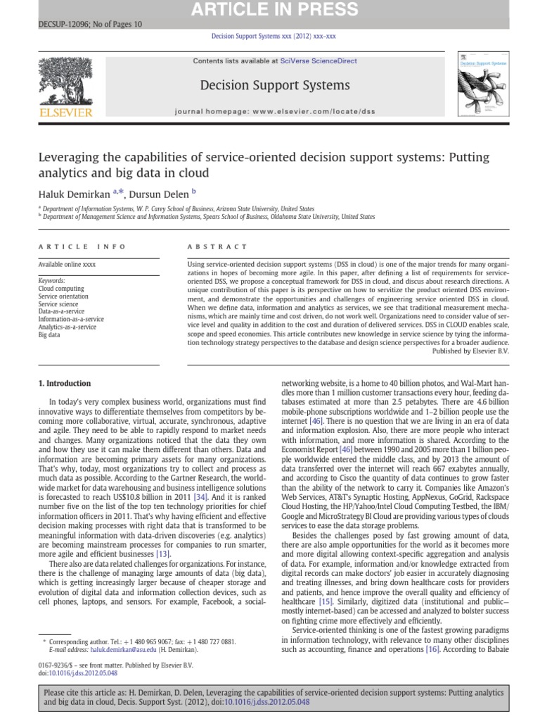 Leveraging The Capabilities of Service-Oriented Decision Support Systems Putting Analytics and ...