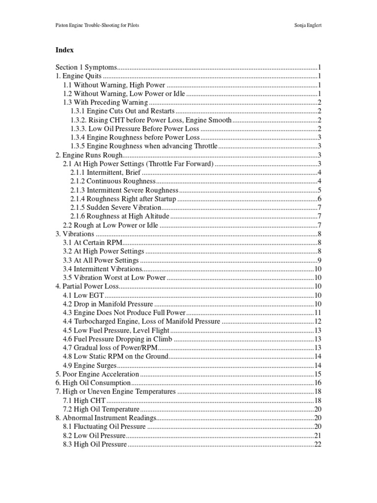Piston Engine Troubleshooting Index | PDF | Carburetor | Internal ...