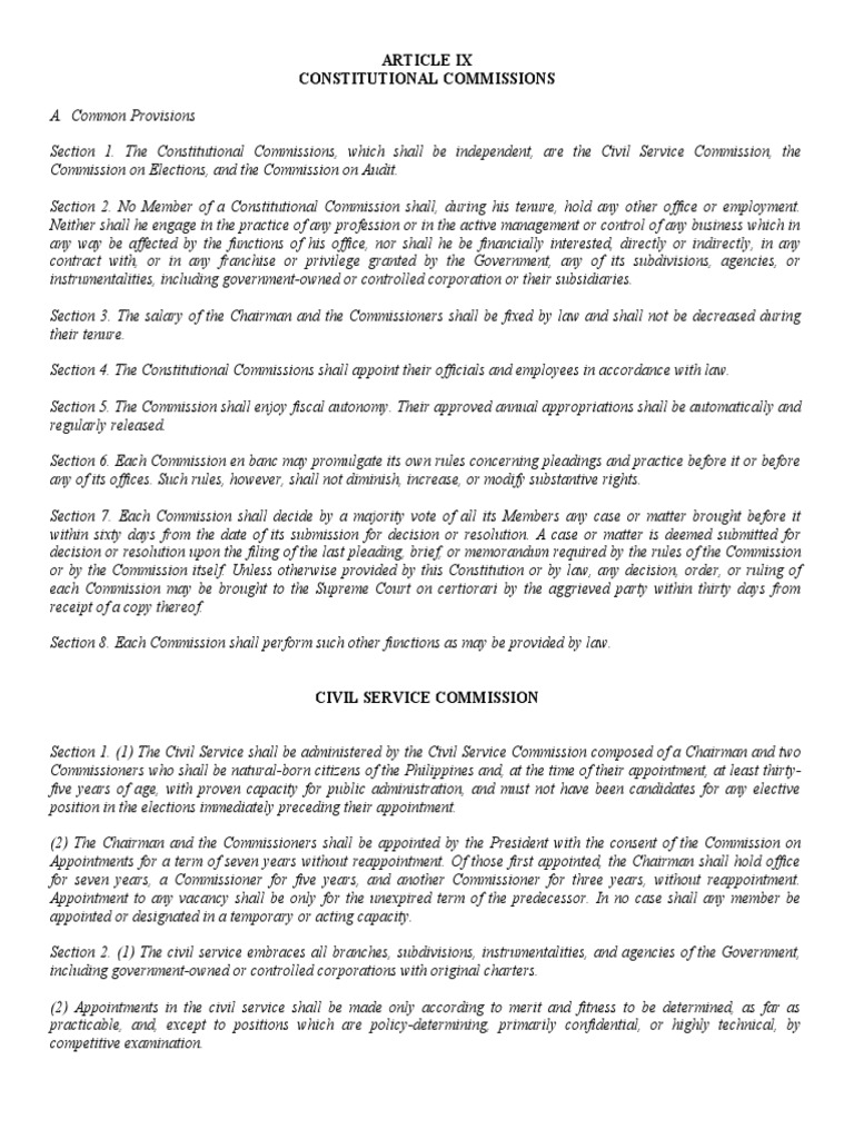 Constitutional Commissions Overview | PDF | Commission On Elections ...