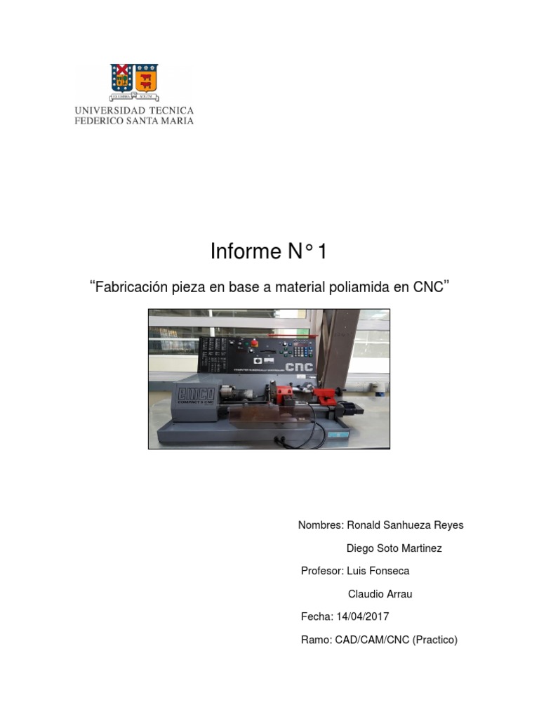 Informe CNC | PDF | Control numerico | Mecanizado