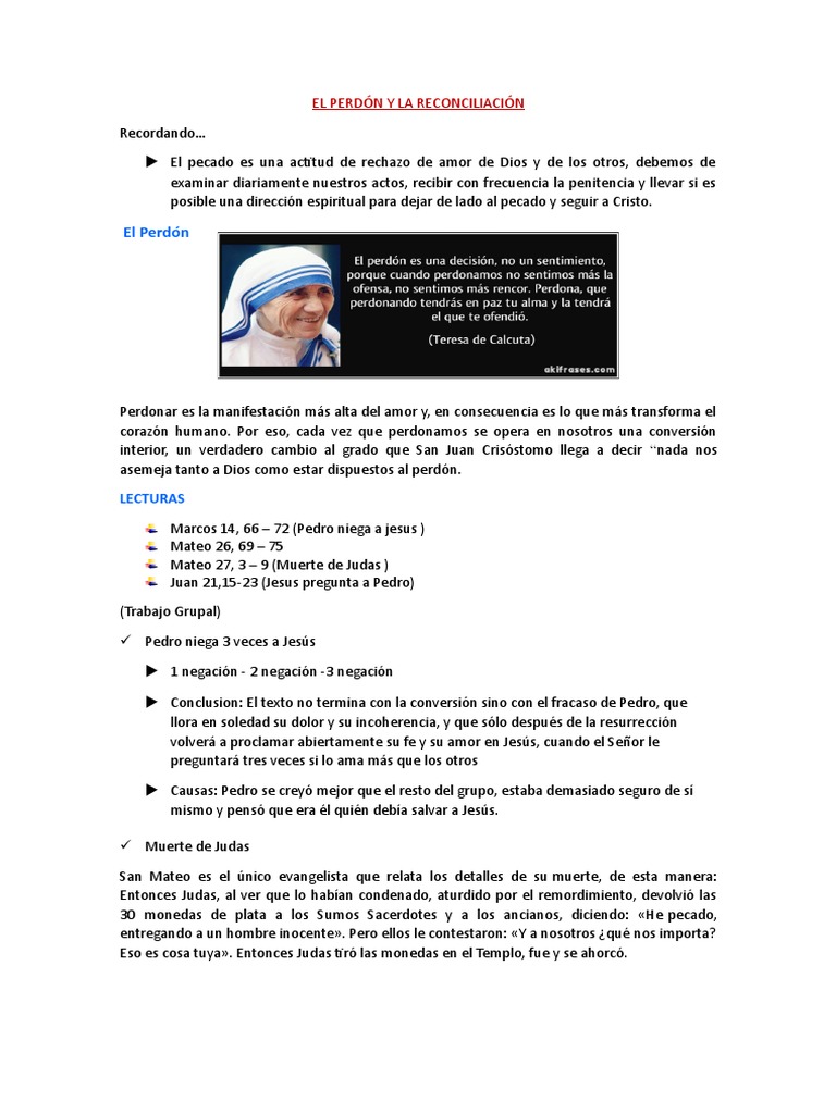 El Perdón y La Reconciliación | PDF | Pecado | Perdón