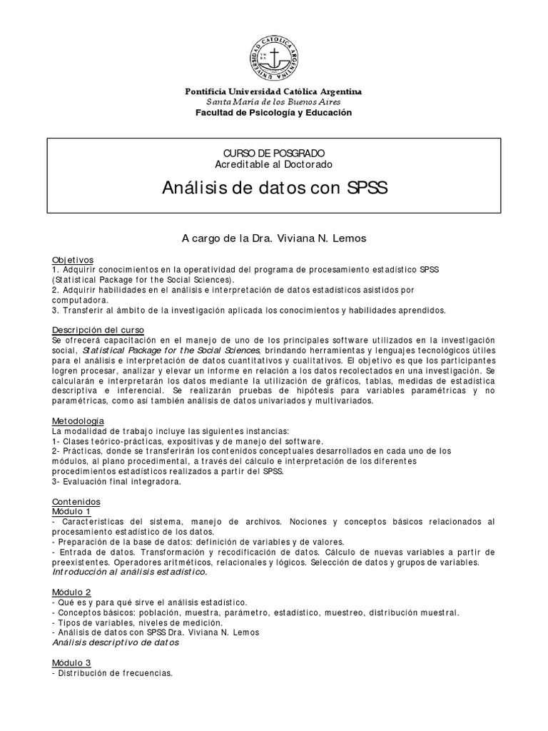 Analisis de Datos Con SPSS | PDF | Spss | Estadísticas