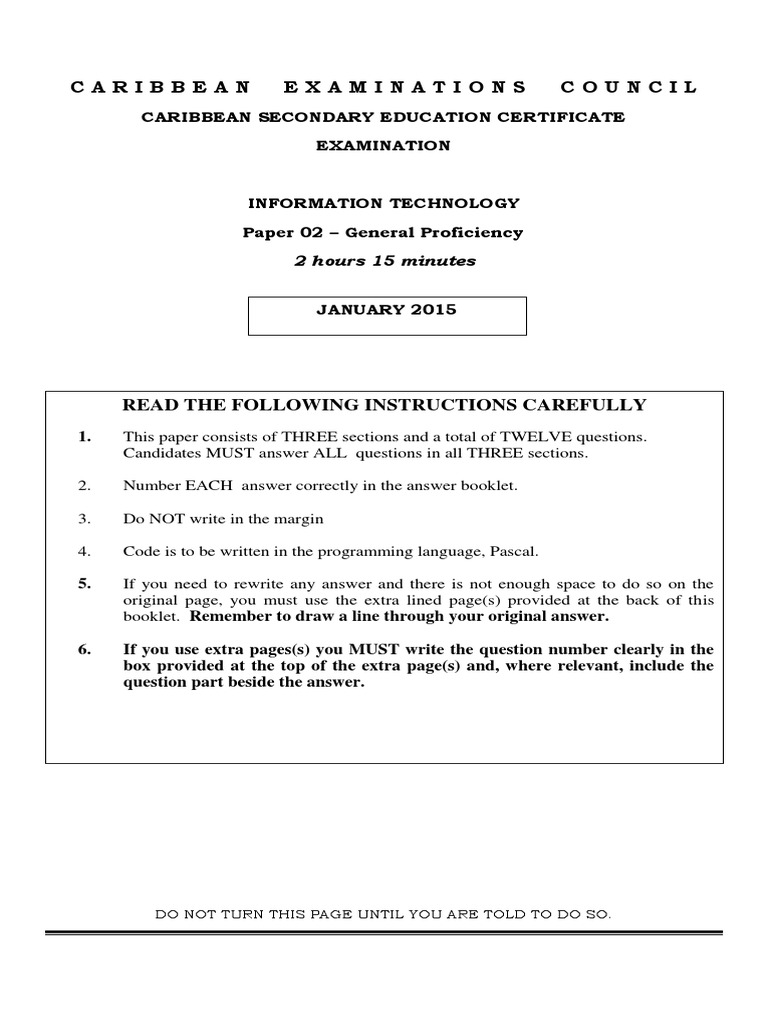 CXC Paper January 2015 Answers | PDF | Graphical User Interfaces ...