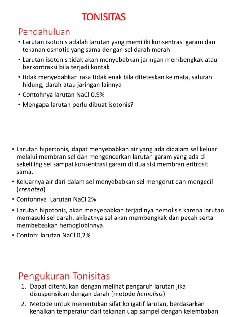 Pengukuran dan Perhitungan Tonisitas | PDF