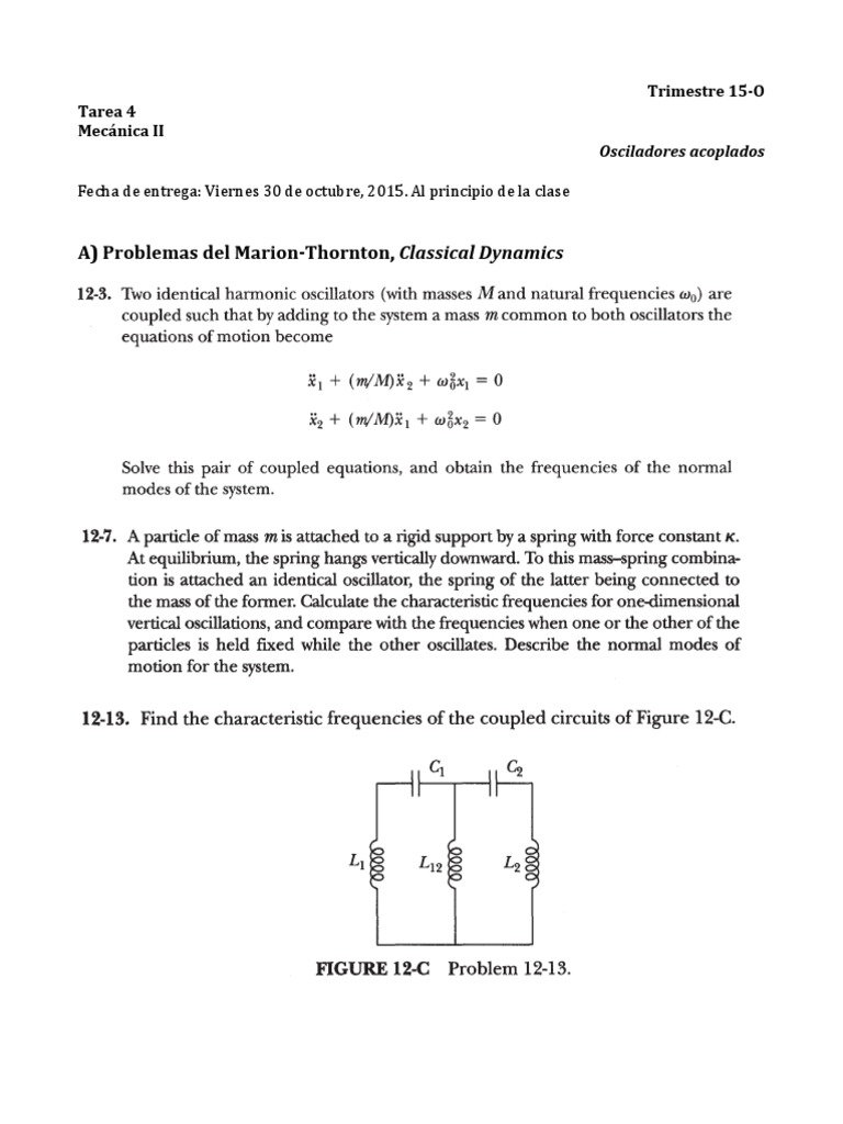 A) Problemas Del Marion-Thornton, Classical Dynamics | PDF | Normal Mode | Classical Mechanics