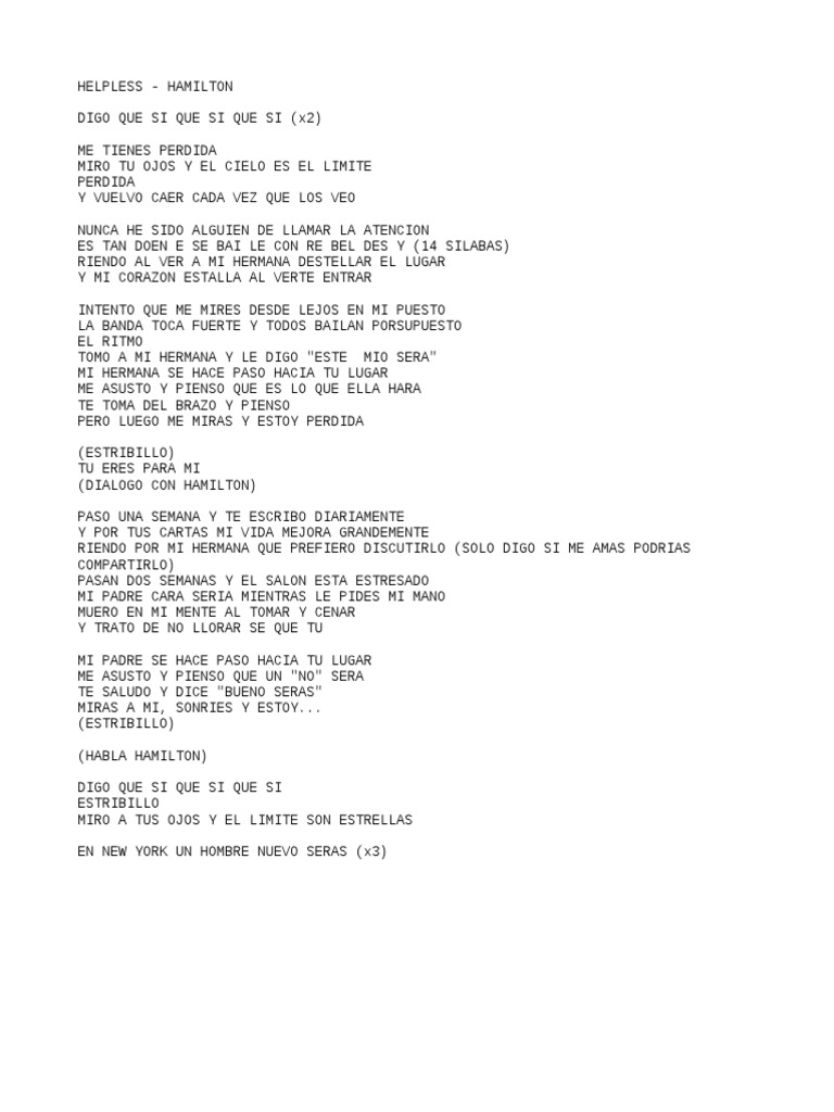 Helpless - Hamilton | PDF