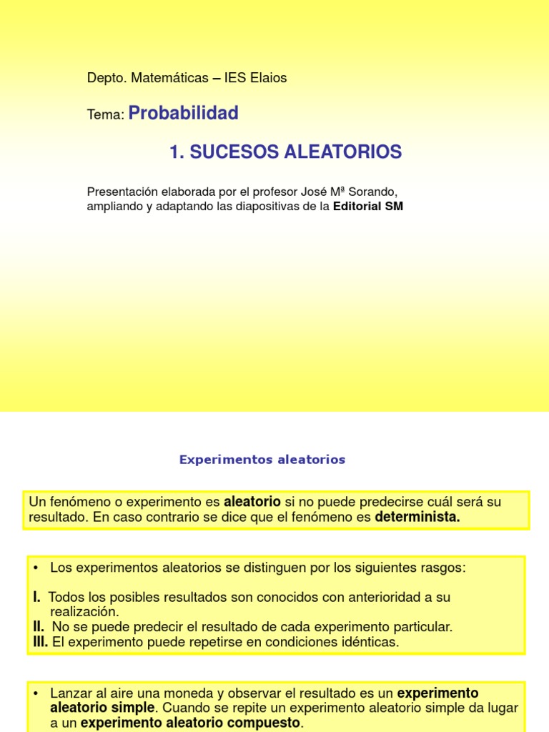 1 Sucesos | PDF | Aleatoriedad | Probabilidades y estadísticas