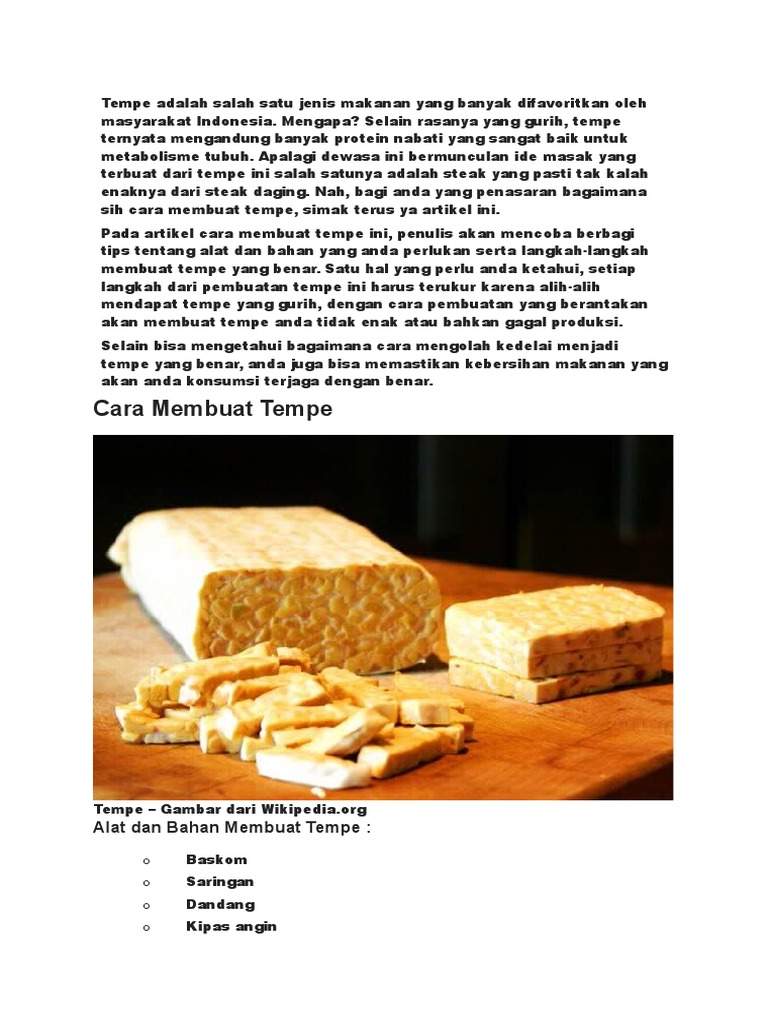 Cara Membuat Tempe Yang Baik Dan Benar Sesuai Resep Master Chef ...