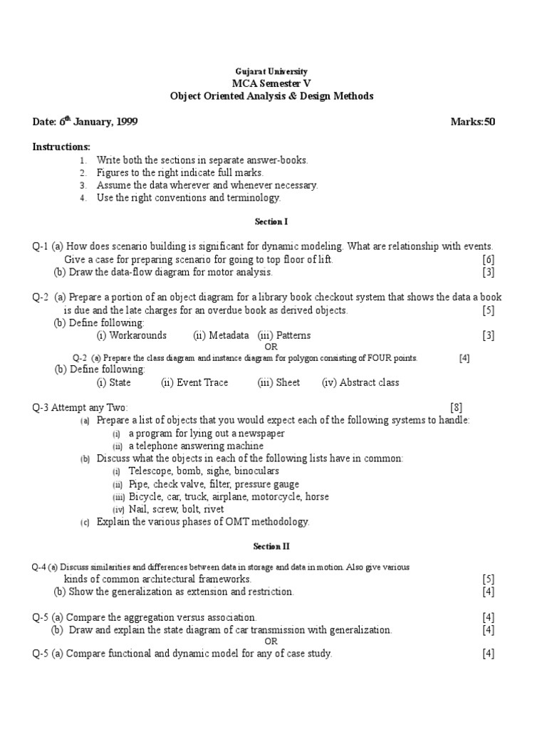 MCA Semester V Object Oriented Analysis & Design Methods Date: 6 ...